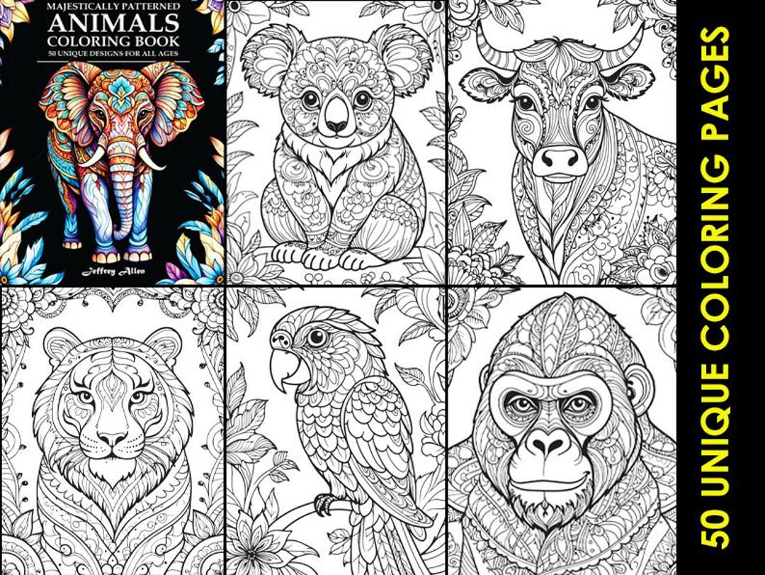 Majestically Patterned Animals Coloring Book | Digital Download ...