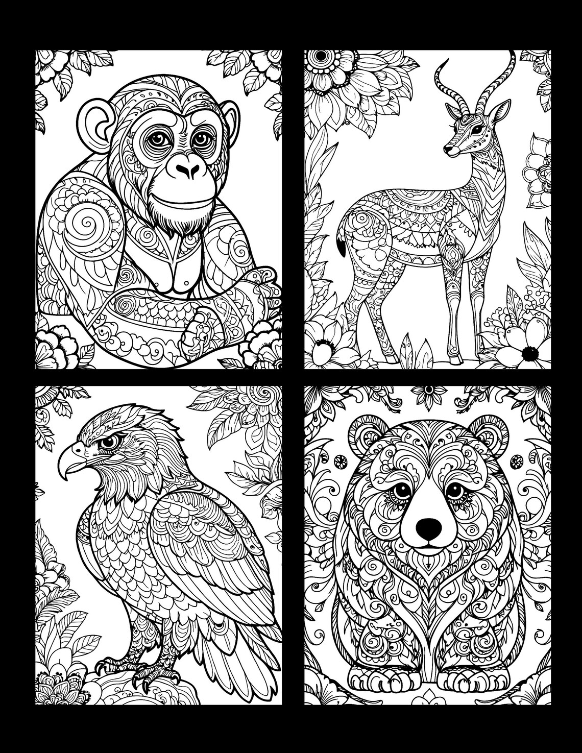 Majestically Patterned Animals Coloring Book | Digital Download ...