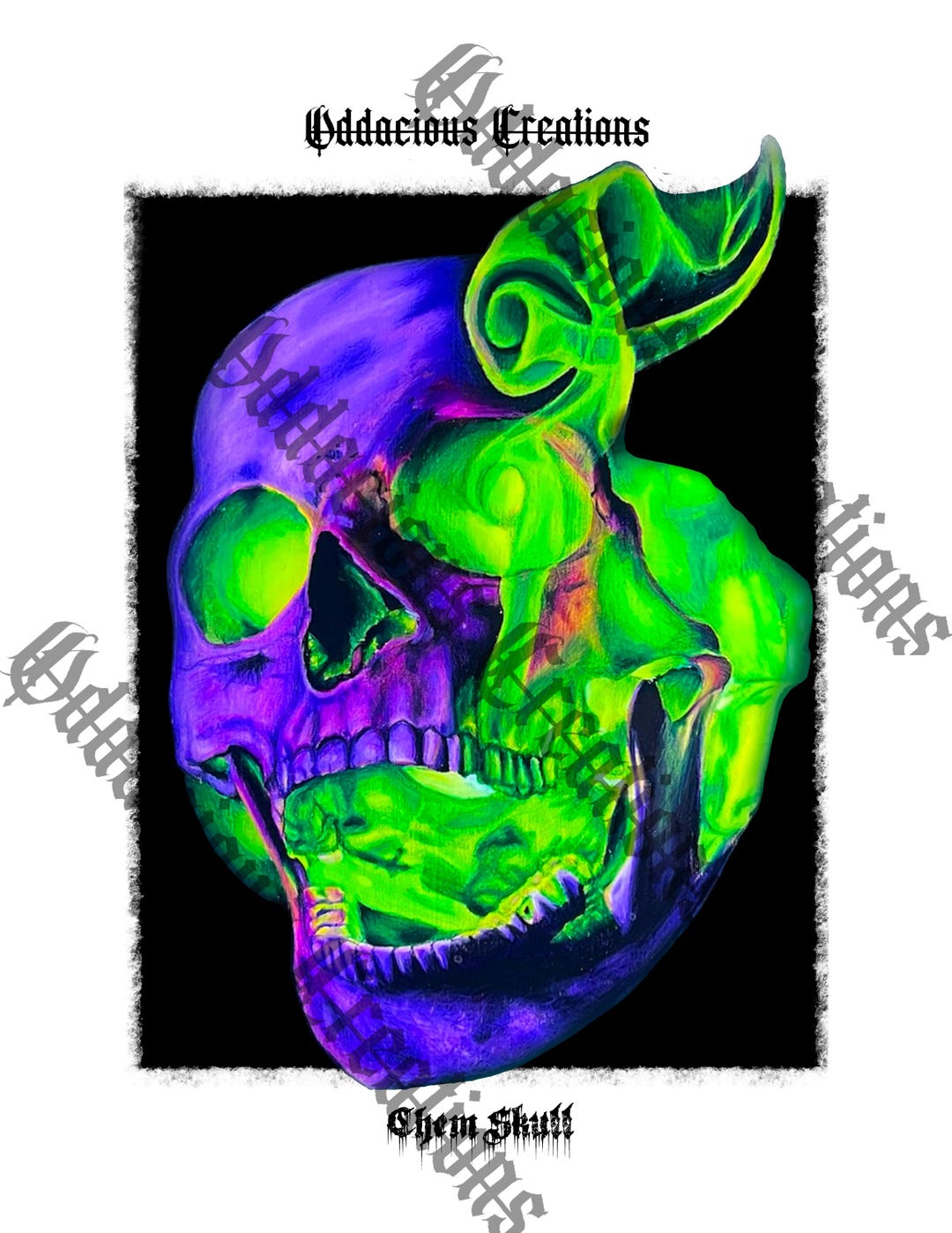Odd Hallows Dark Art Purple Skull With Green Smoke. Art Print. Original ...