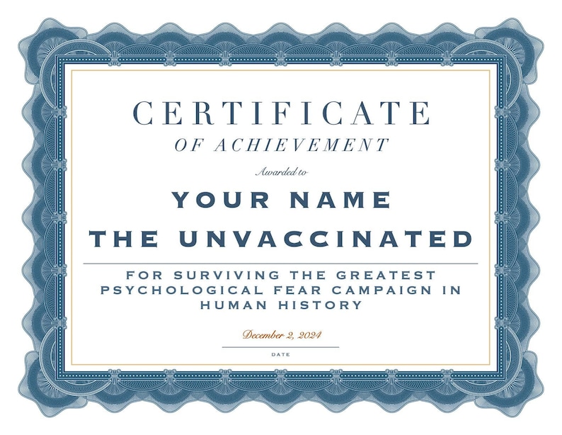 Unvaccinated Certificate - Etsy