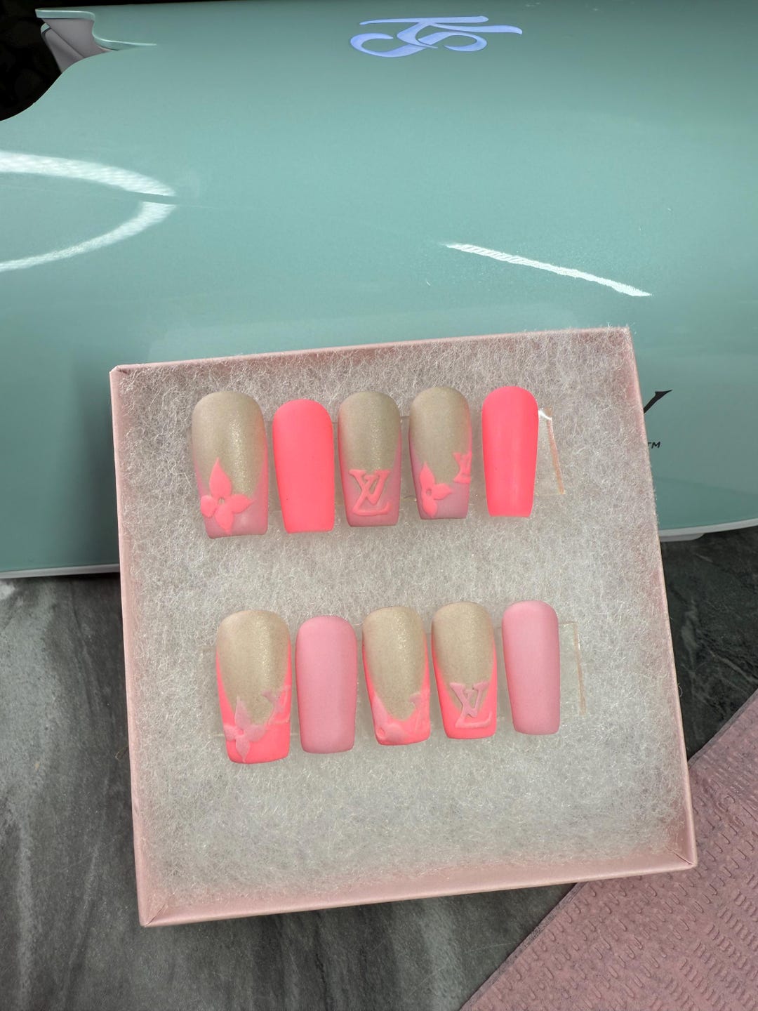 Pink Matte French Tip Nails - Etsy
