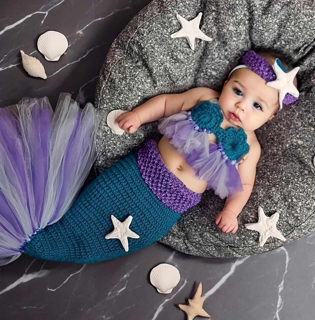 Photo Prop: Purple Mermaid Dress for Newborns - Magical Photography ...