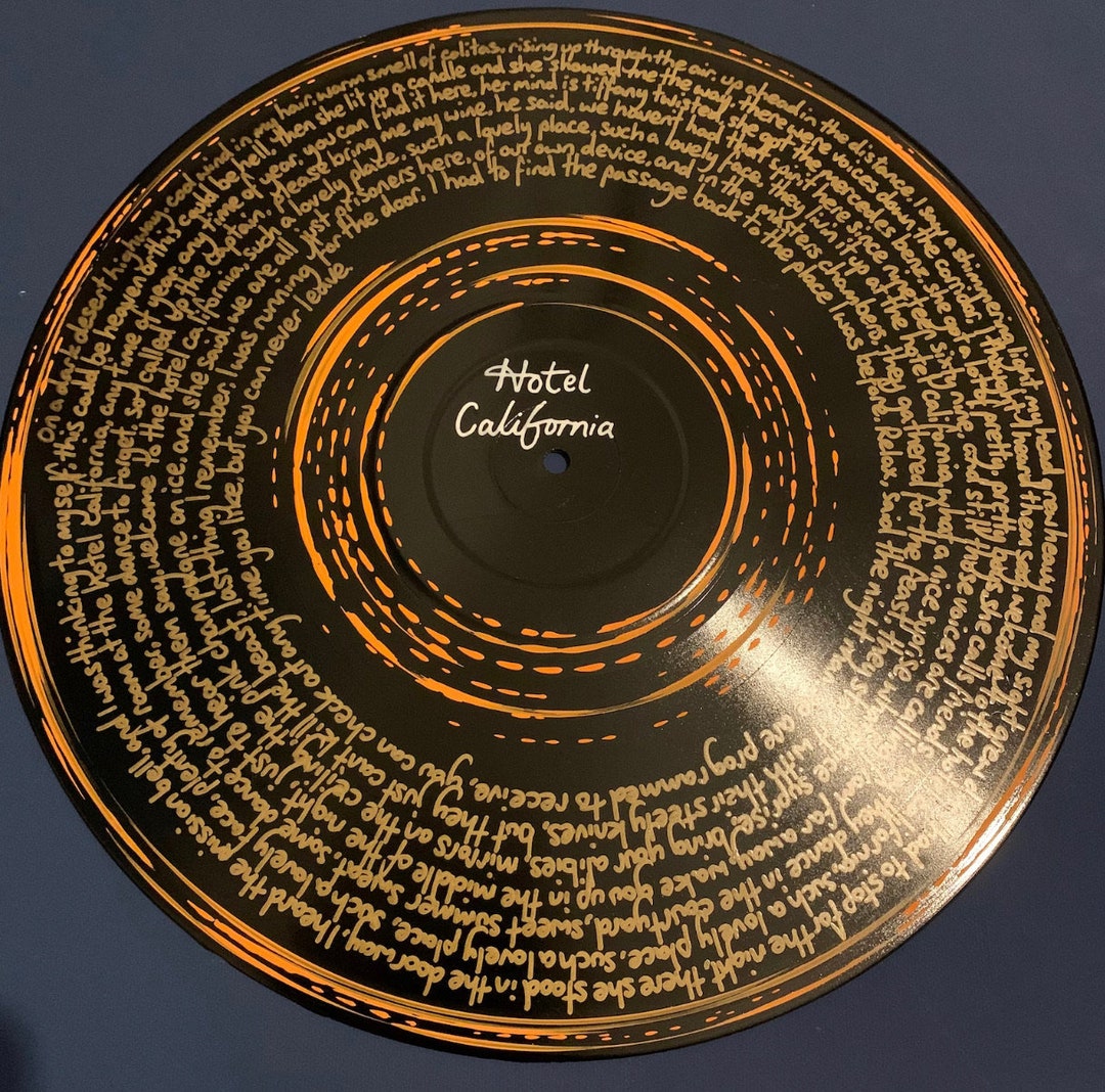 Eagles Hotel California Hand Painted Lyrics Painting on Vinyl Record - Etsy