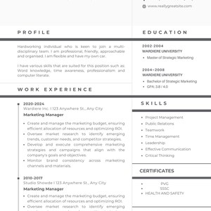 Professional Resume Template Modern Minimalist - Etsy