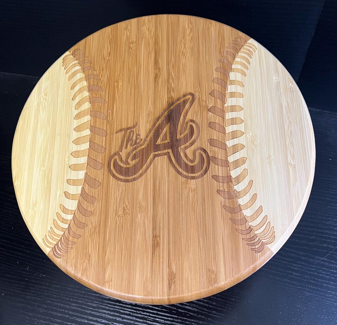 Baseball Shaped Cheese Board, Bamboo Charcuterie Board - Braves Logo - Etsy