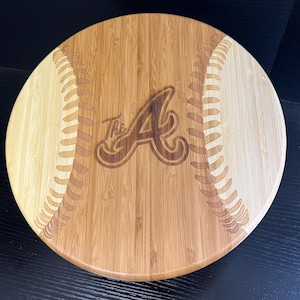Baseball Shaped Cheese Board, Bamboo Charcuterie Board - Braves Logo - Etsy