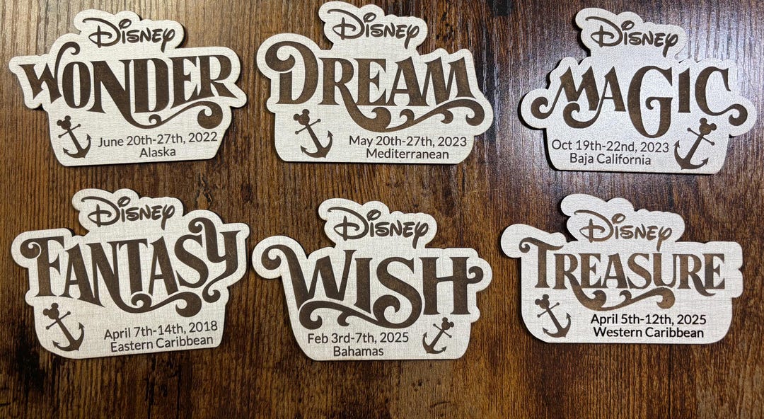 DCL - Cruise Magnets - Ship Logo - Wooden Magnet - FE Gifts - Etsy