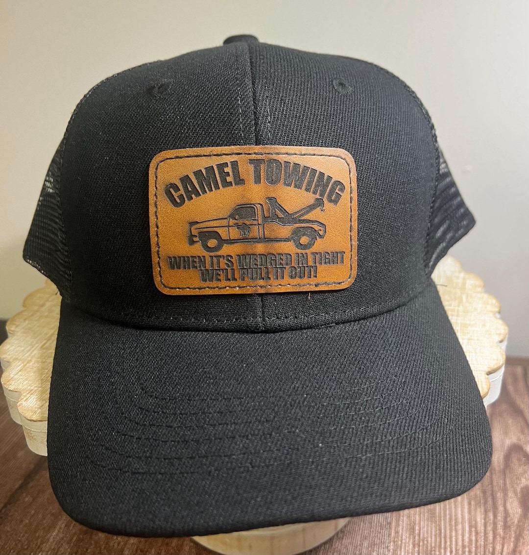 Camel Towing Trucker Hat With Leather Patch - Etsy