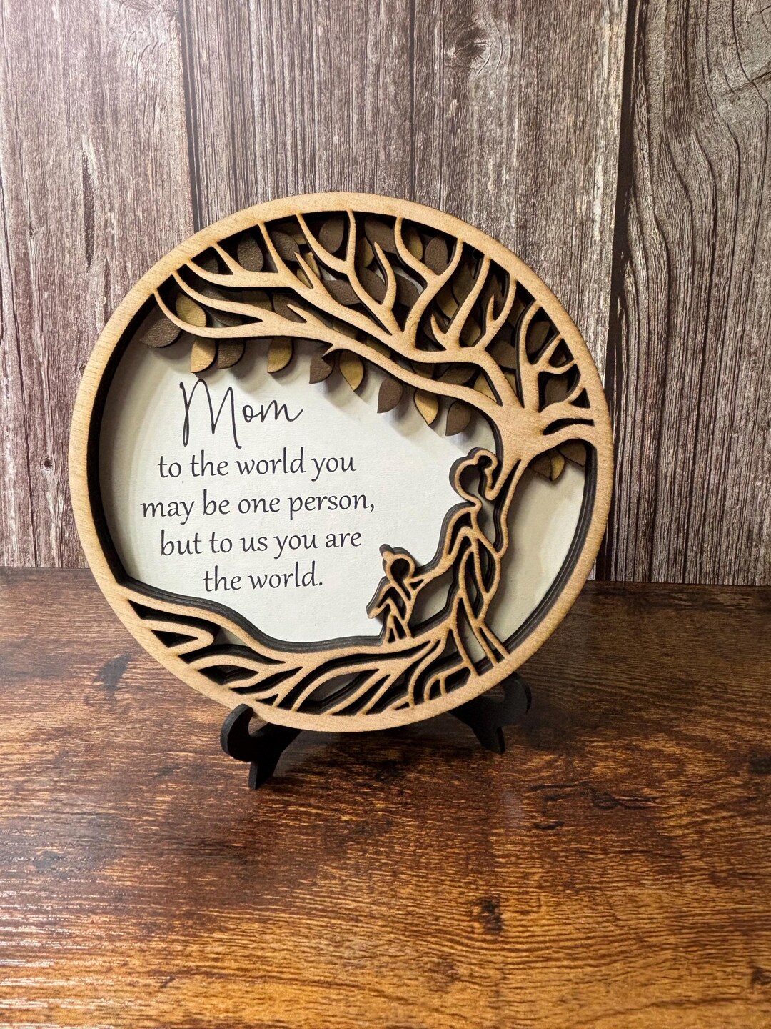 Mom 6” Circular Plaque - Mothers Day Plaque With Stand, Layered Plaque ...