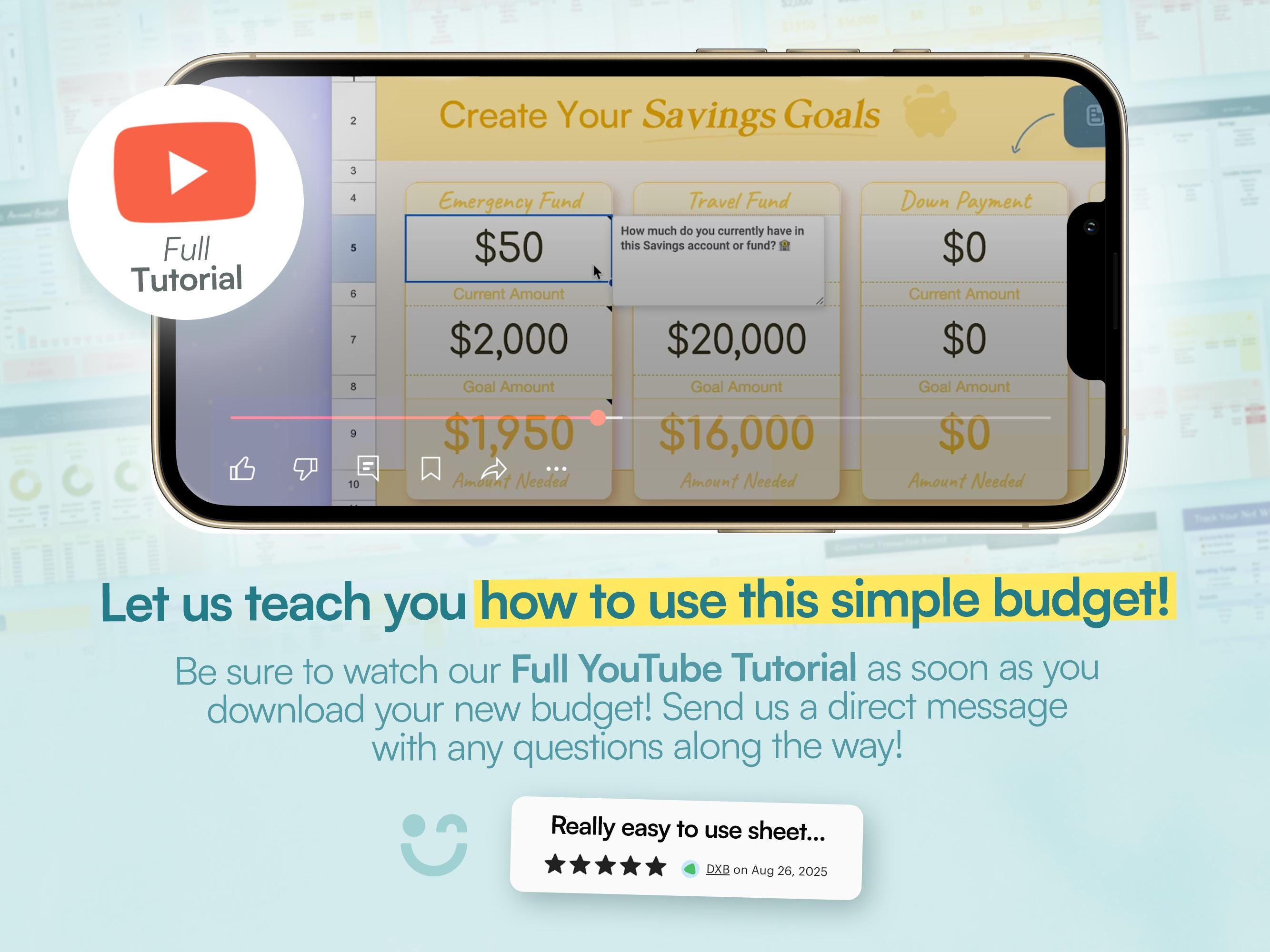 Savings Goal Tracker Budget Spreadsheet Sinking Funds Financial Travel ...