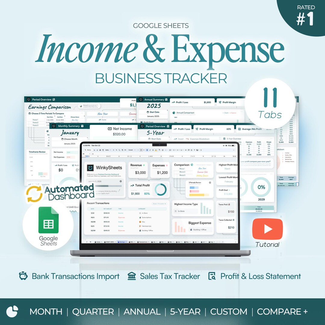 Small Business Income and Expense Tracker Accounting Budget Bundle for ...