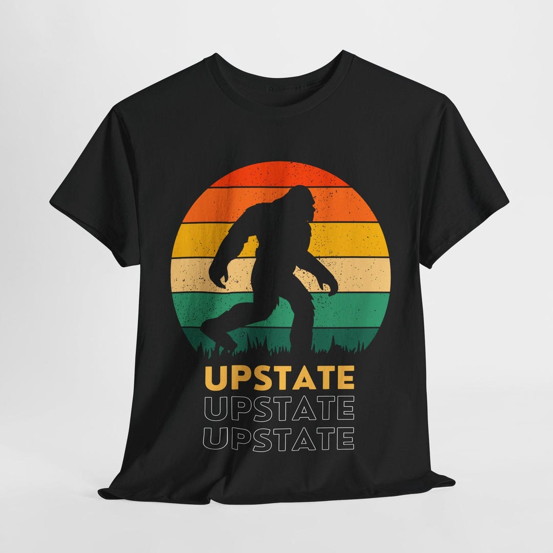 Upstate NY Sasquatch T-shirt | Retro Bigfoot Camping Tee for Outdoor ...