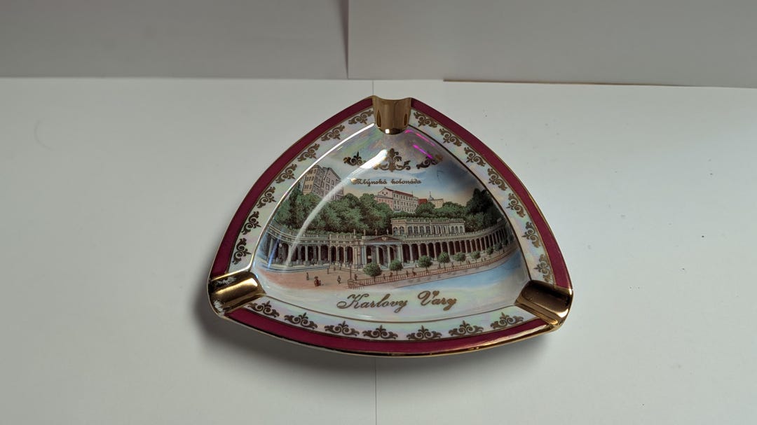 Triangle Shaped Ashtray From Czechoslovakia - 1960s Iridescent Bohemian ...