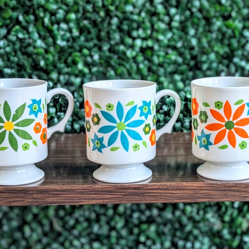 1970s Flower Coffee Cups - Etsy