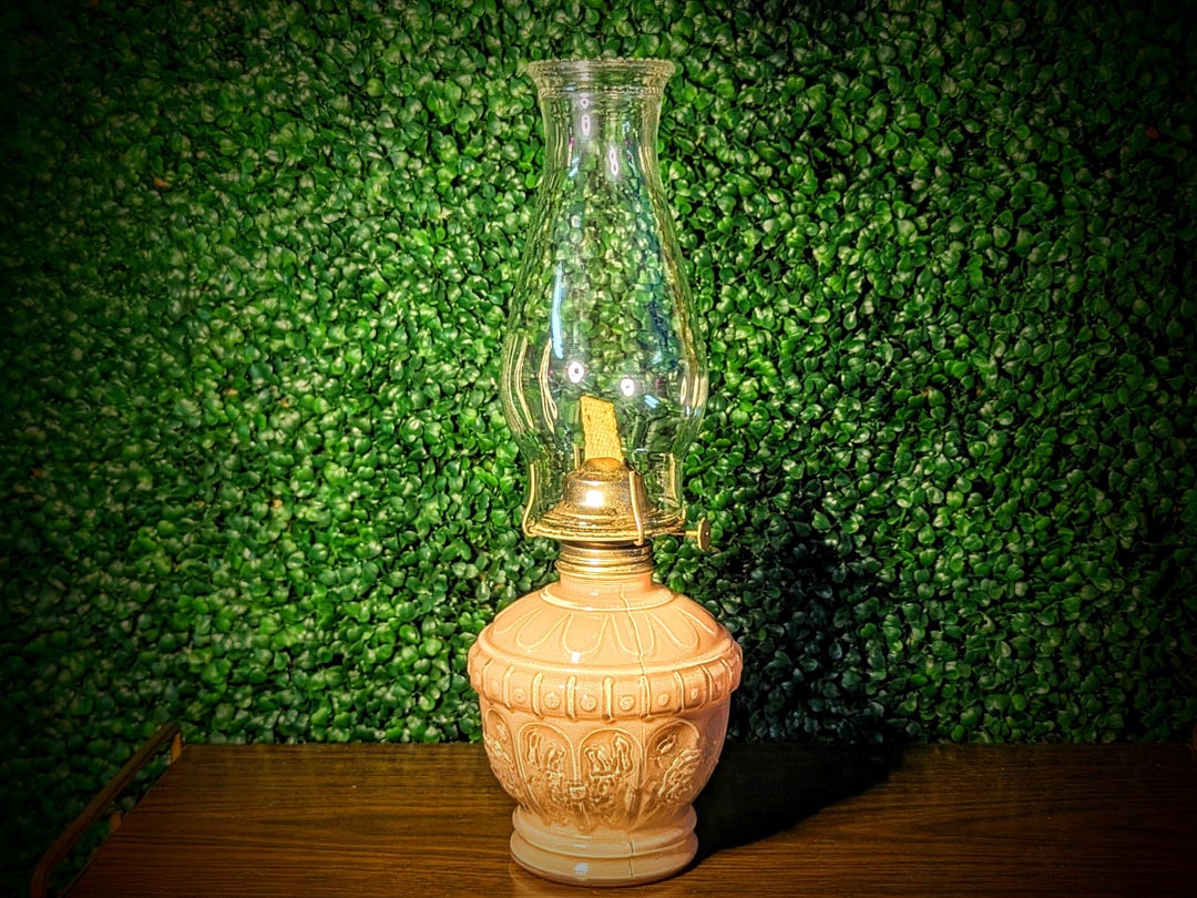 Vintage Pink Kerosene Oil Lamp- 1980s Kaadan LTD Glass Table Paraffin ...