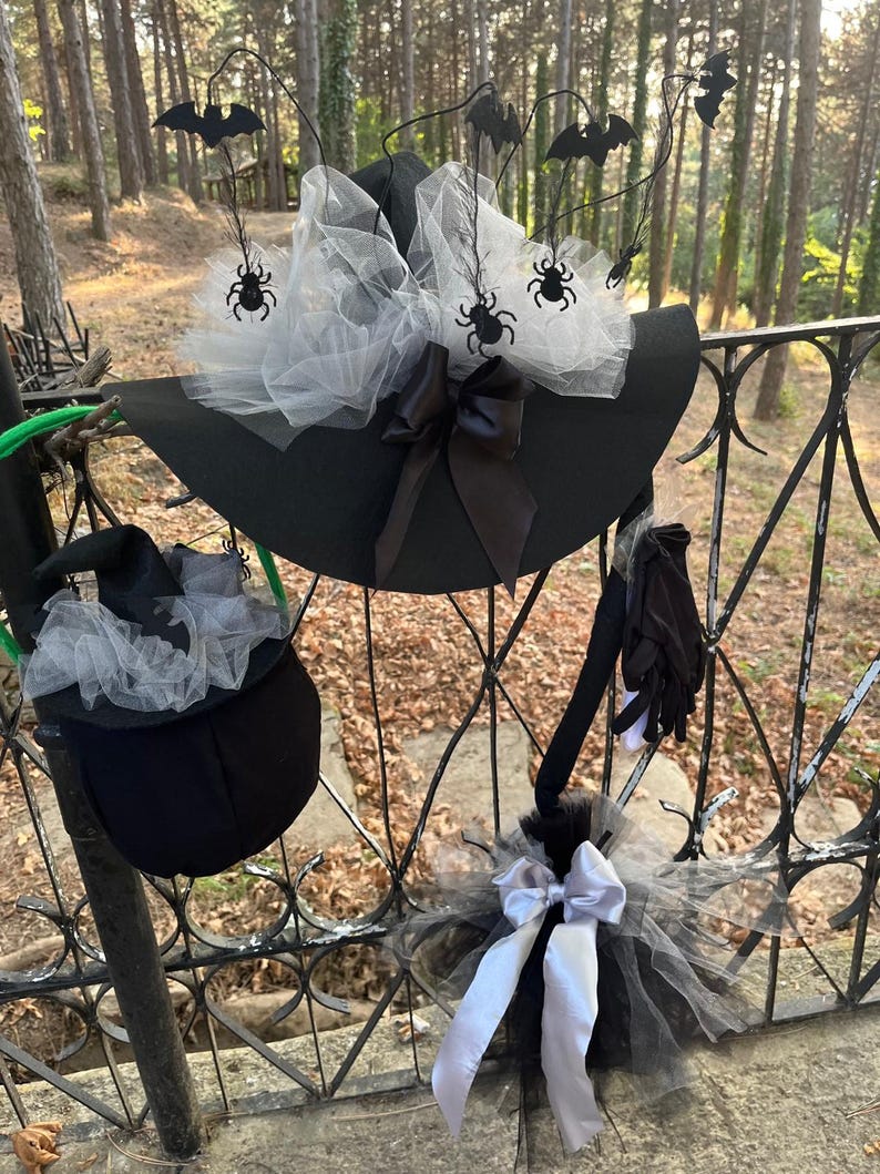 Gray Witch Halloween Accessories Set,light-up Witch Bag (customizable ...