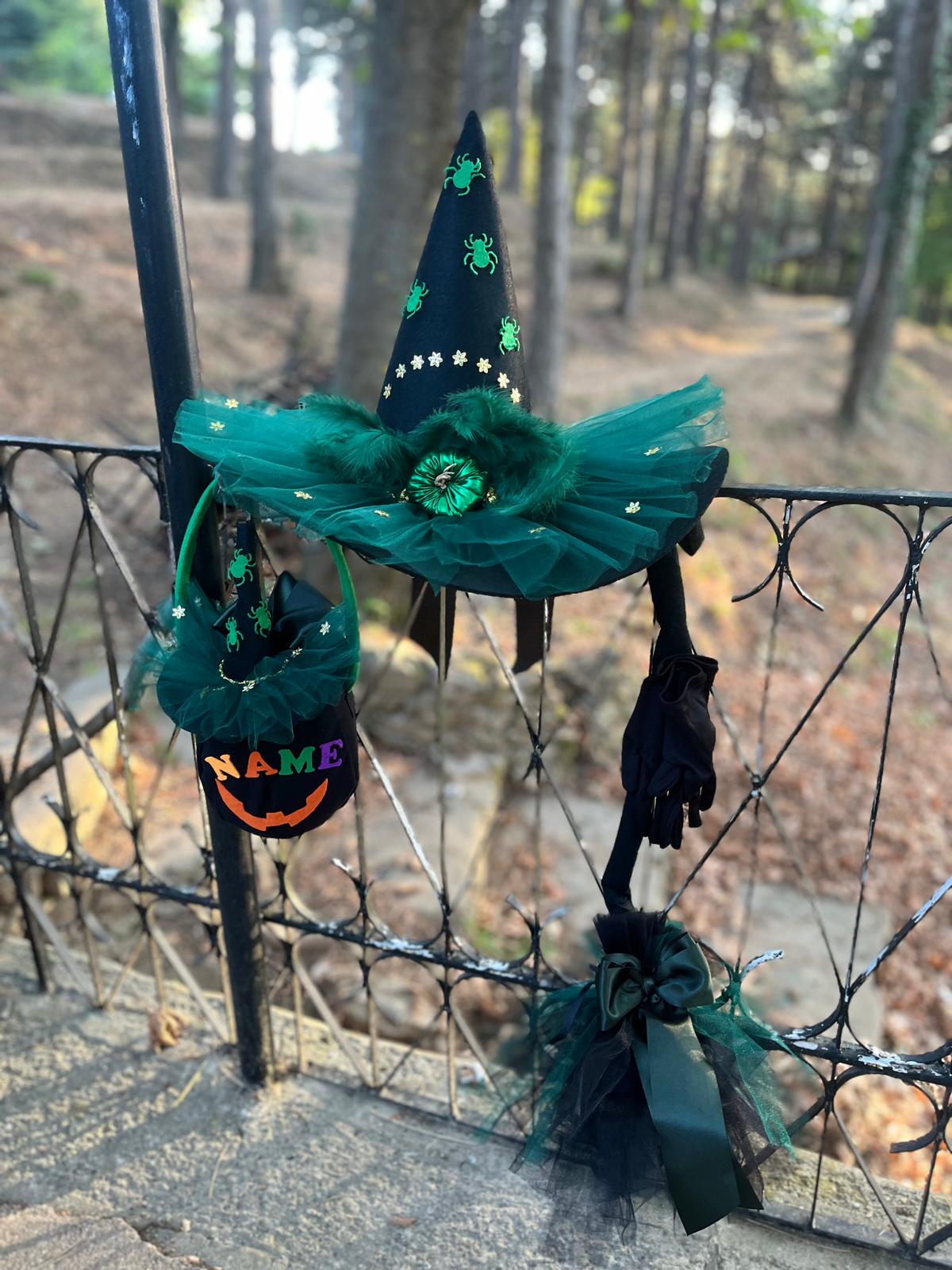 Green Witch Halloween Accessories Set,light-up Witch Bag (customizable ...