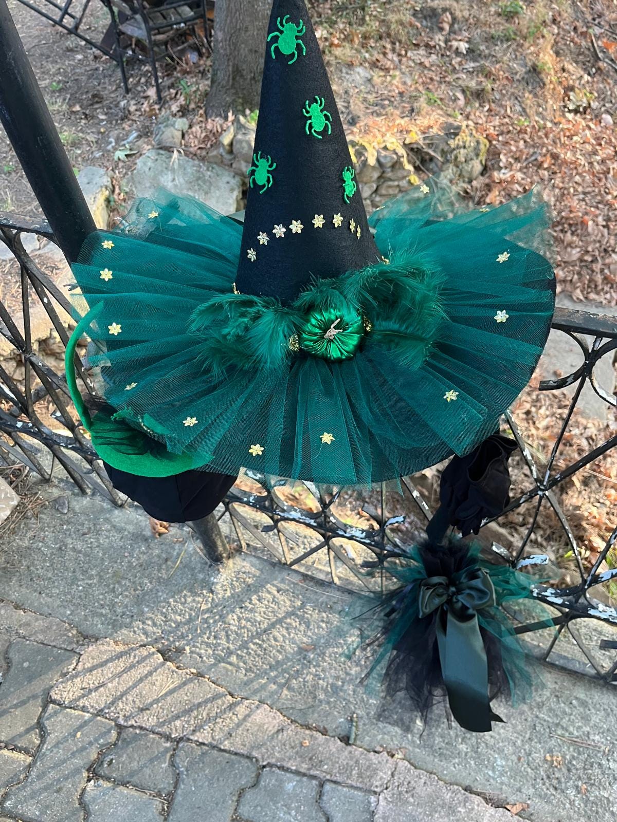 Green Witch Halloween Accessories Set,light-up Witch Bag (customizable ...