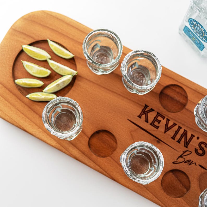 Personalized Walnut Tequila Flight Board: Housewarming Gift - Etsy
