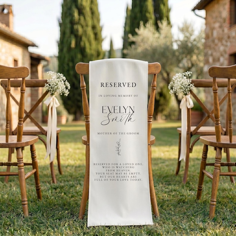 Personalized Photo Memorial Wedding Sign, Italian Linen Banner, Tuscan ...