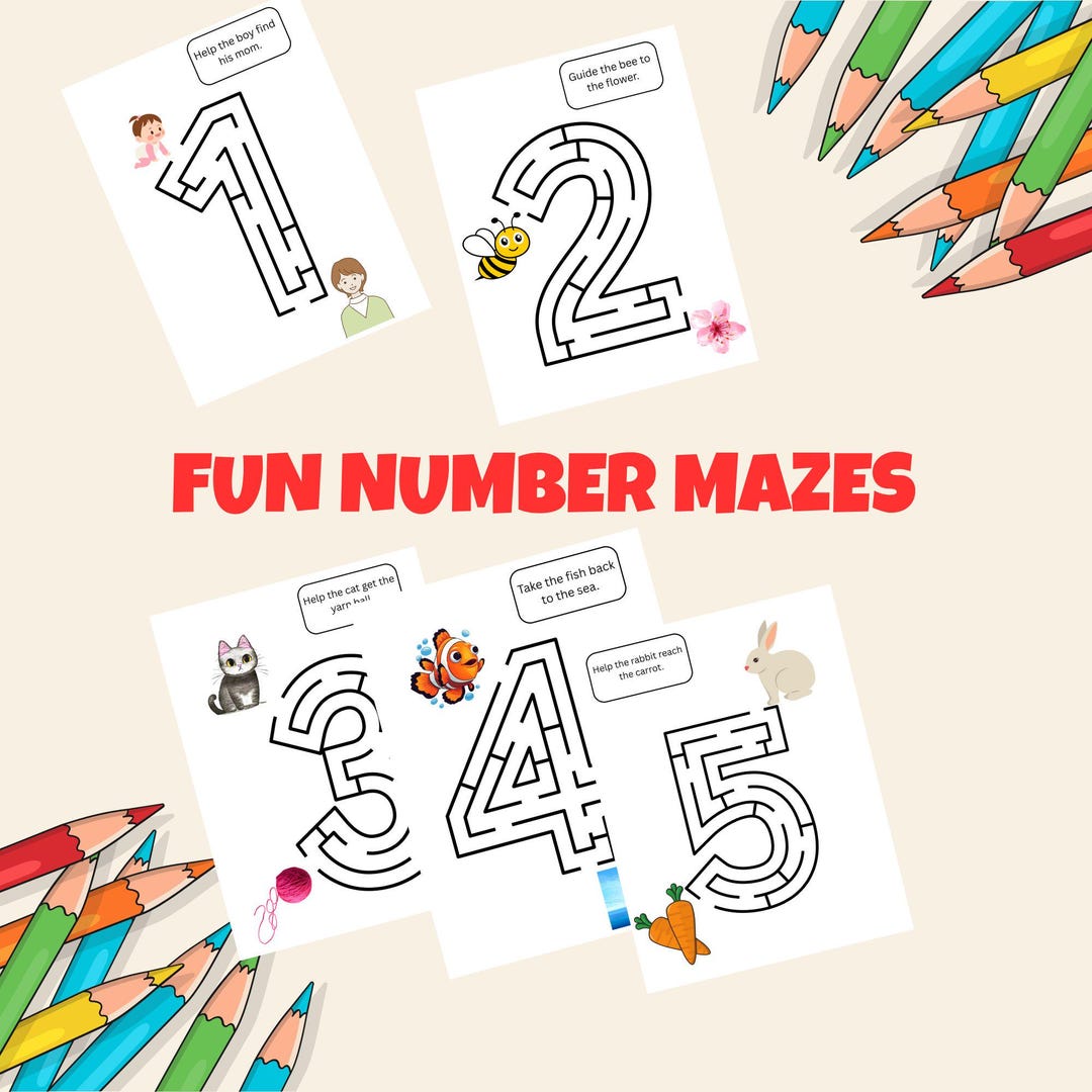 Number Mazes for Kids 1-10 | Printable Maze Activity | Fun Number ...