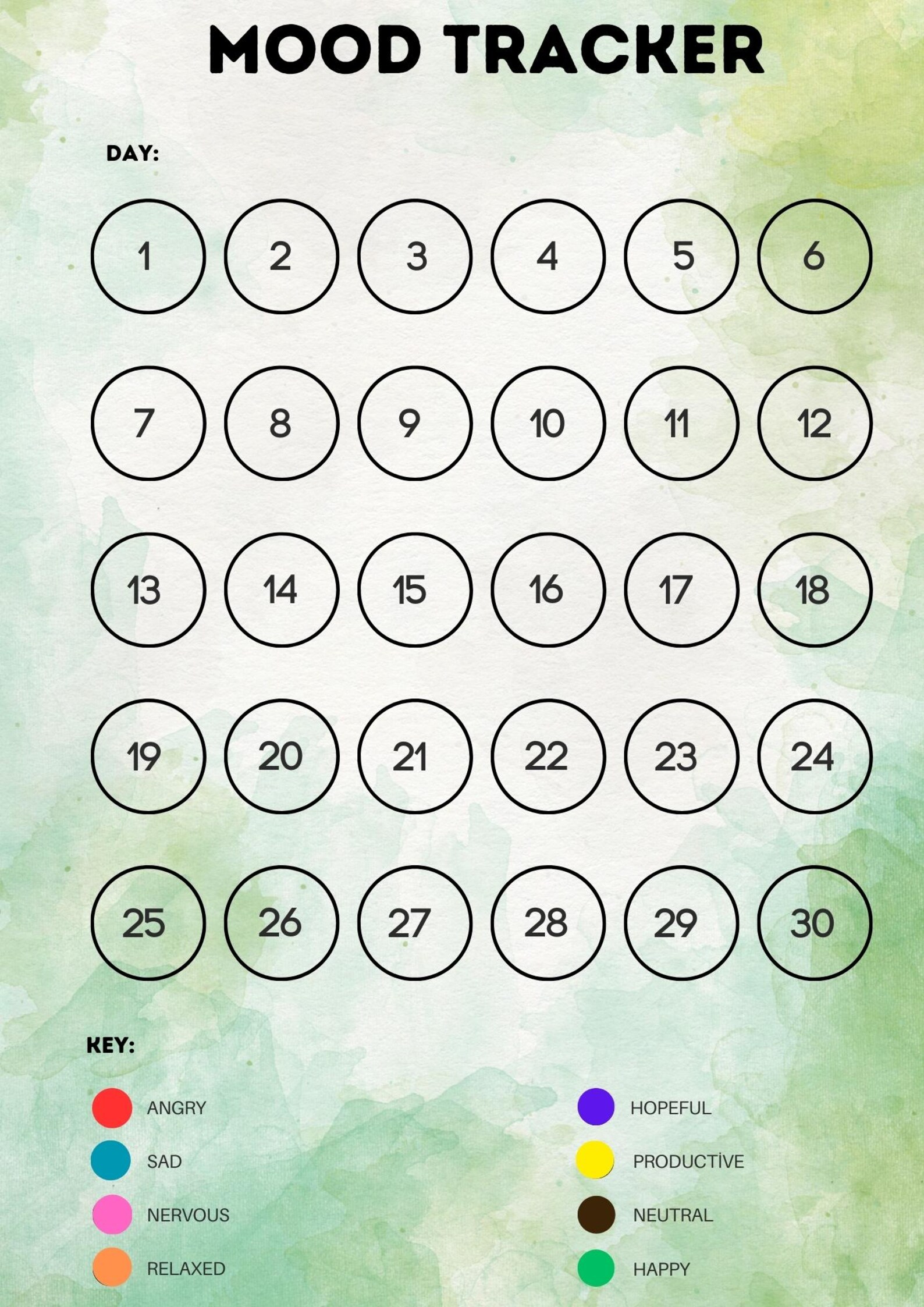 Mood Tracker Printable, A Year in Pixels, Mood Journal, Emotion Tracker ...