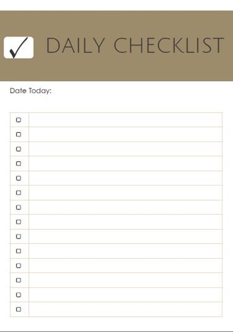 Daily Checklist, Work Checklist, Basic Checklist, Personal Checklist ...