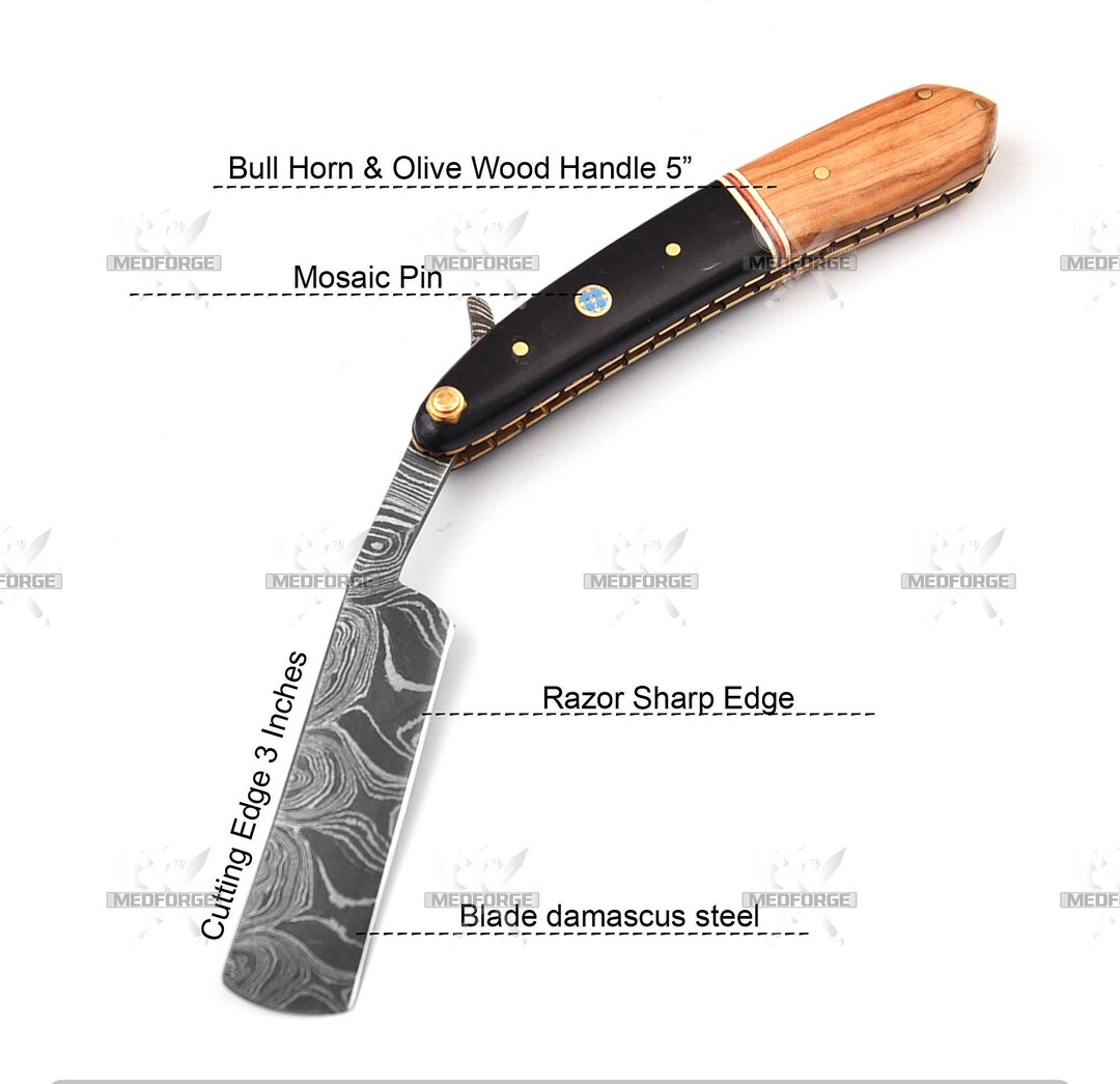 Personalized Straight Razor Handmade Damascus Steel , Groomsman Gift ...