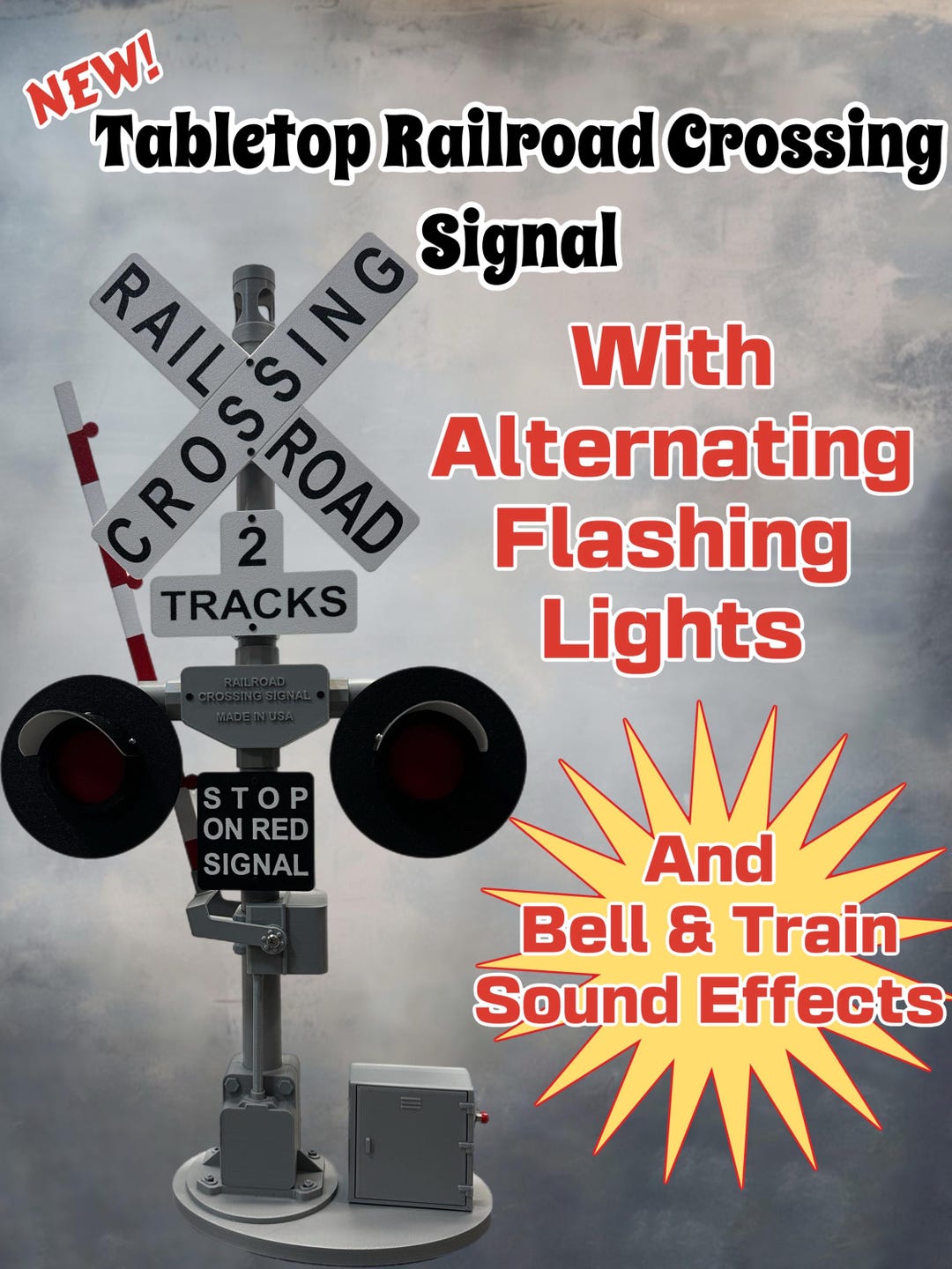 RAILROAD CROSSING Signal Tabletop With Bell and Train Horn SOUND! - Etsy