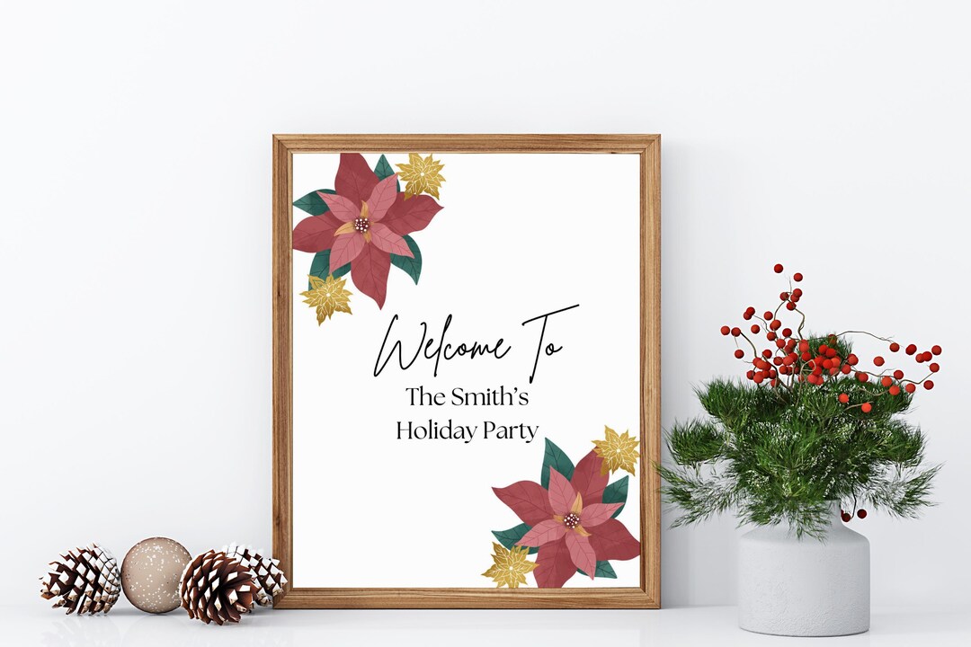 Editable Christmas Party Sign, Custom Sign, Editable Canva Template ...