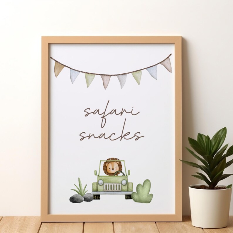 Editable Food Table Sign, Canva Template, Safari Snacks, Jungle, Wild ...