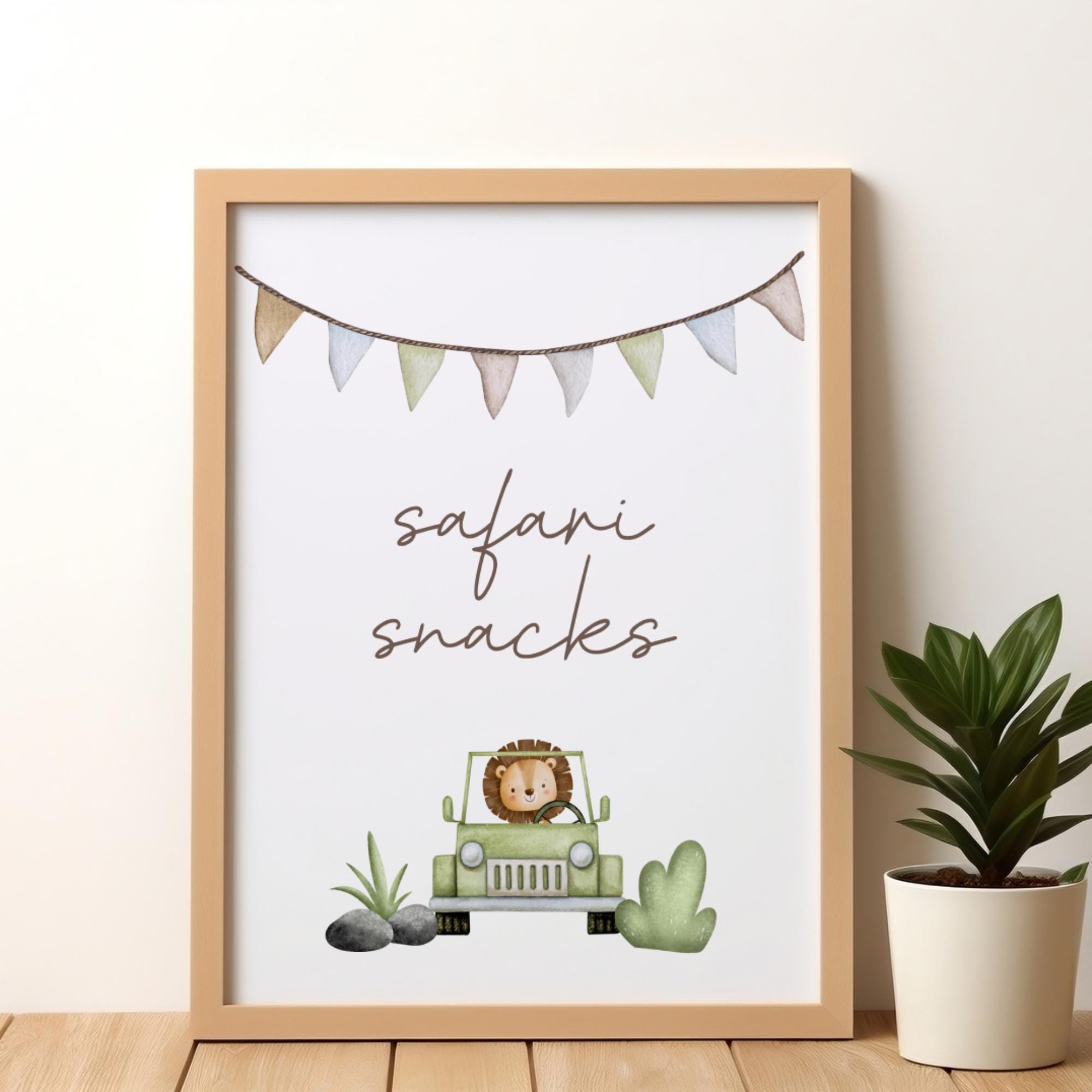 Editable Food Table Sign, Canva Template, Safari Snacks, Jungle, Wild ...