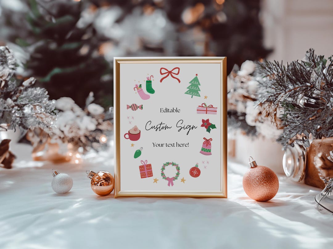 Editable Christmas Party Sign, Custom Sign, Editable Canva Template ...
