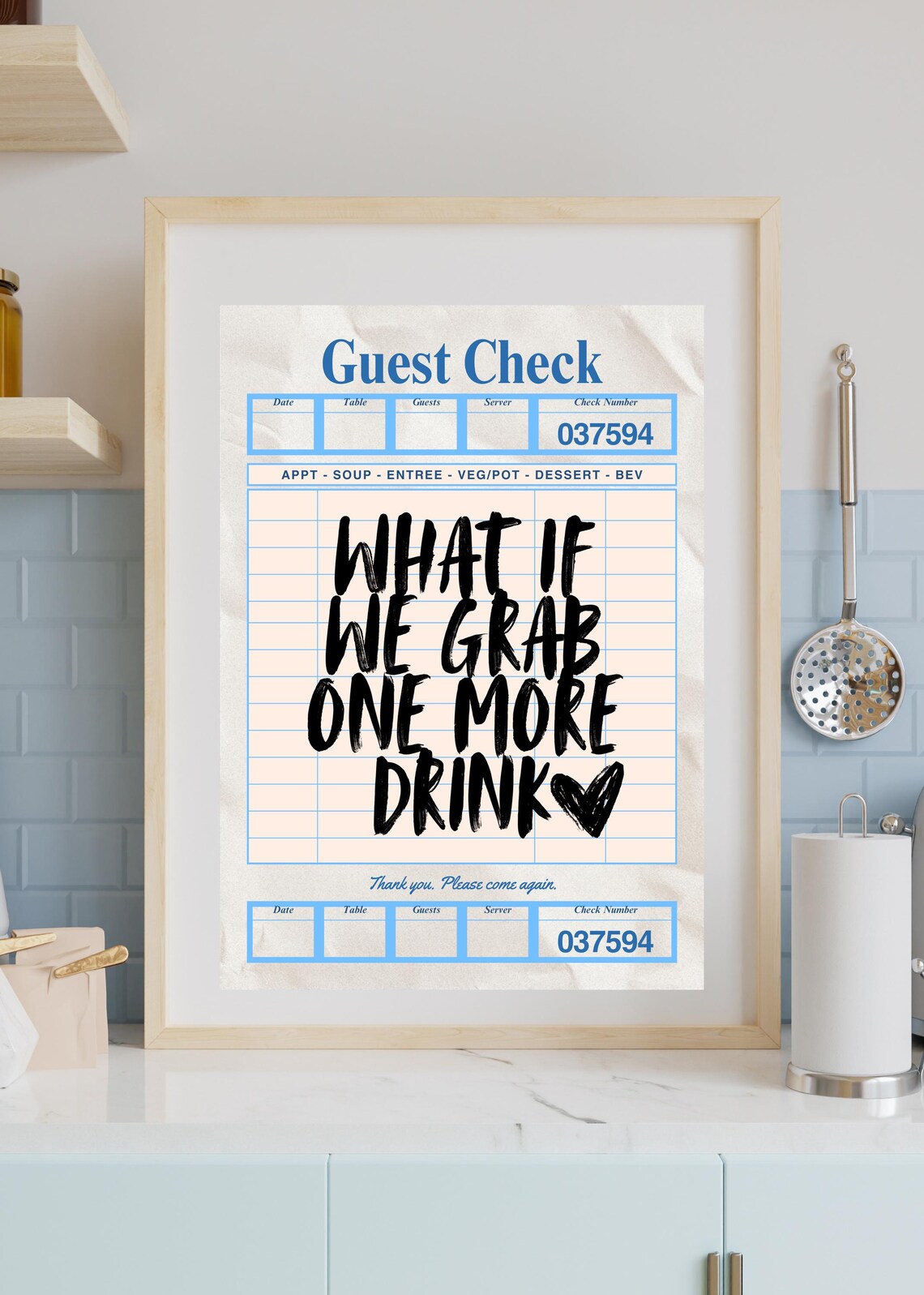 Guest Check - One More Drink - Print for Bar - Etsy