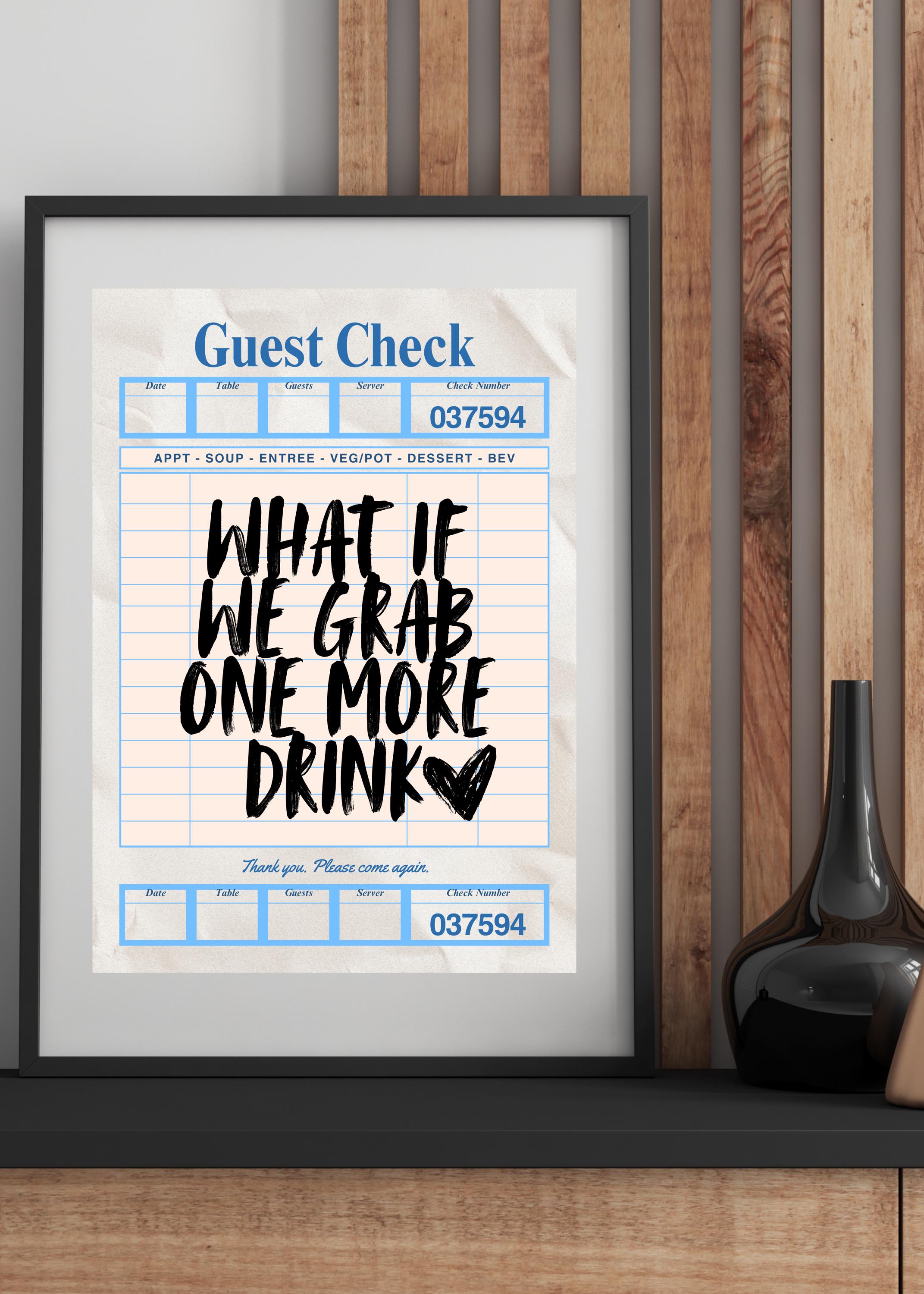 Guest Check - One More Drink - Print for Bar - Etsy