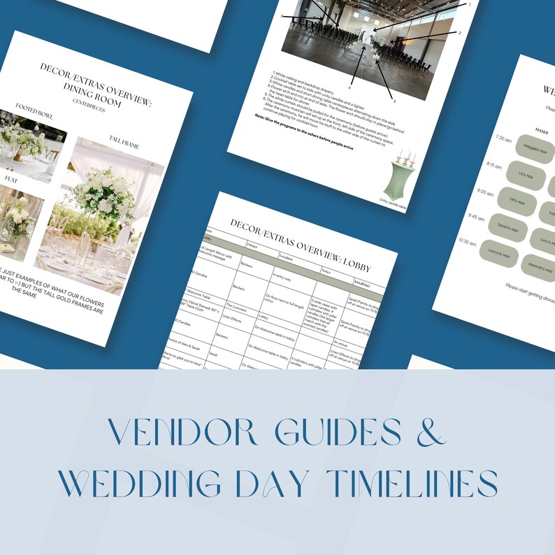 Vendor Guide & Wedding Day Timelines - Etsy