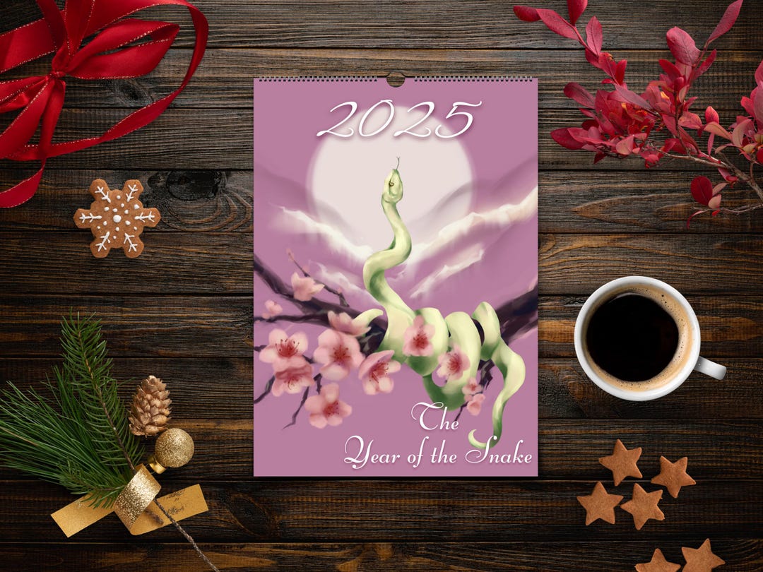 Snake Calendar 2025 Wall Art Snake Artsy New Year Gift for Animal ...