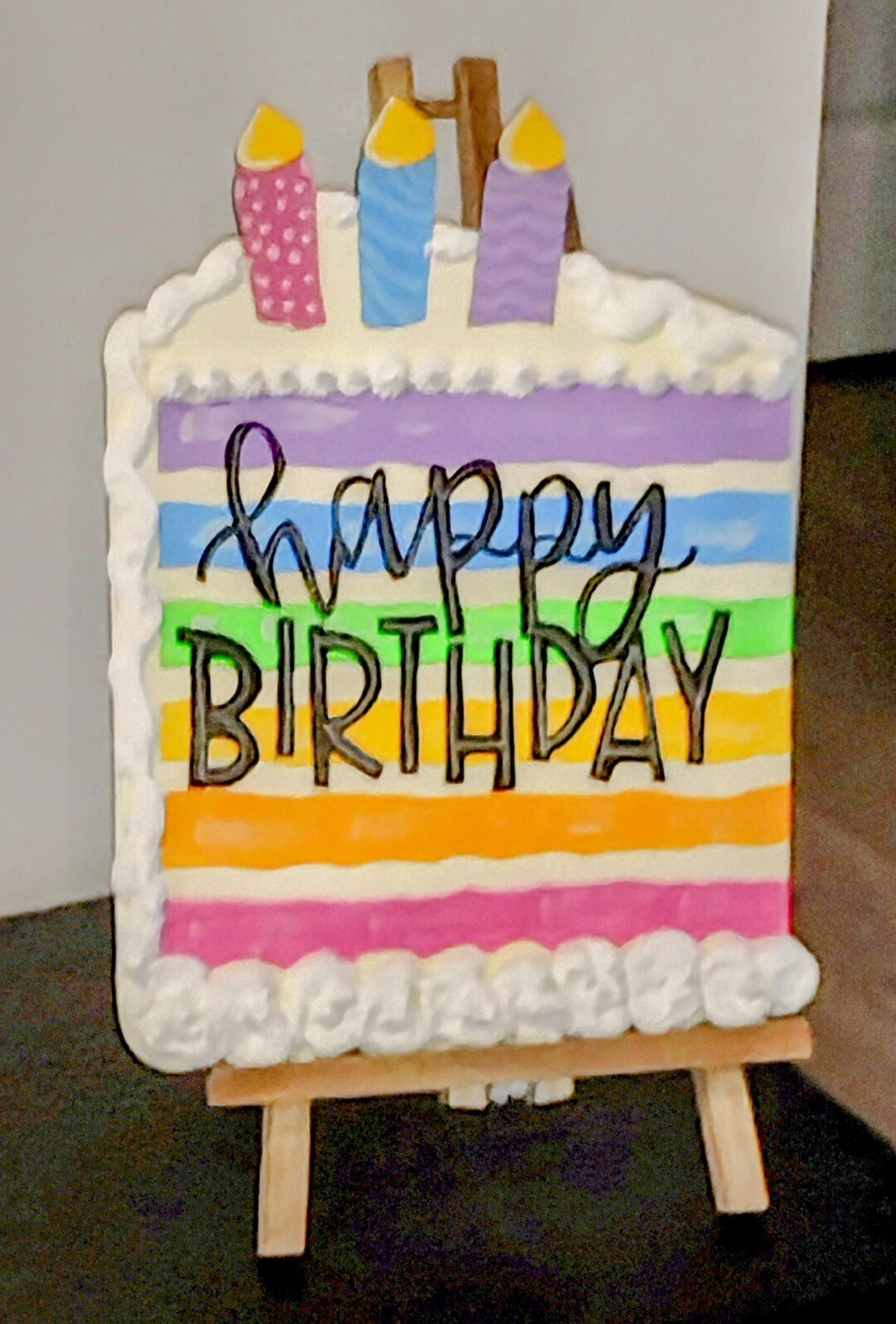 Hand-painted Birthday Cake Attachment: 12" Celebration Shelf Sitter - Etsy