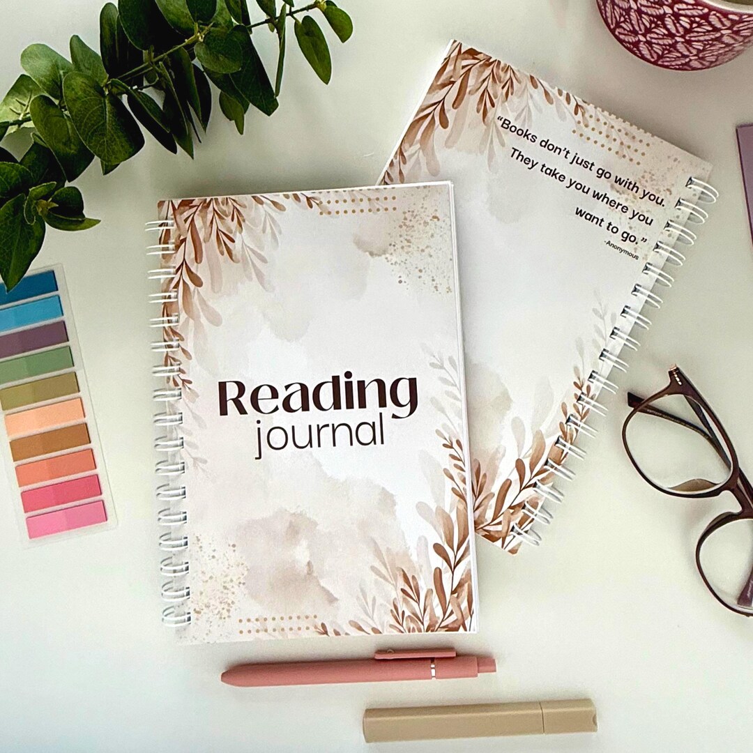 Reading Journal | Light Brown Book Tracker | Full Page Book Reviews - Etsy