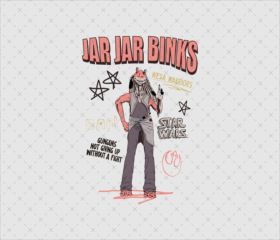 Vintage Jar Jar Binks Star Wars PNG, Sublimation Design (digital ...