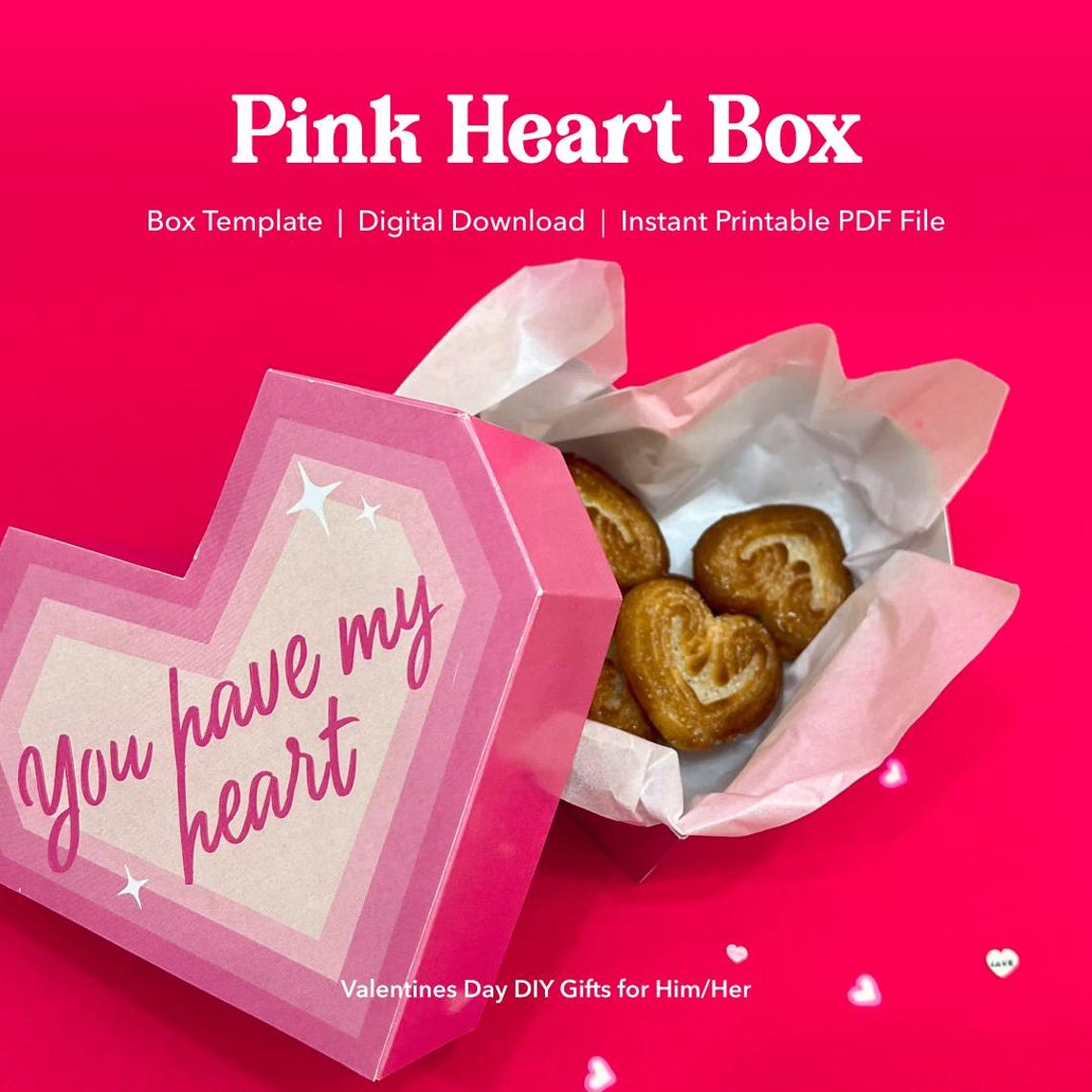 DIY Valentine's Day: Printable PDF, Pink Heart Box Template, Perfect ...