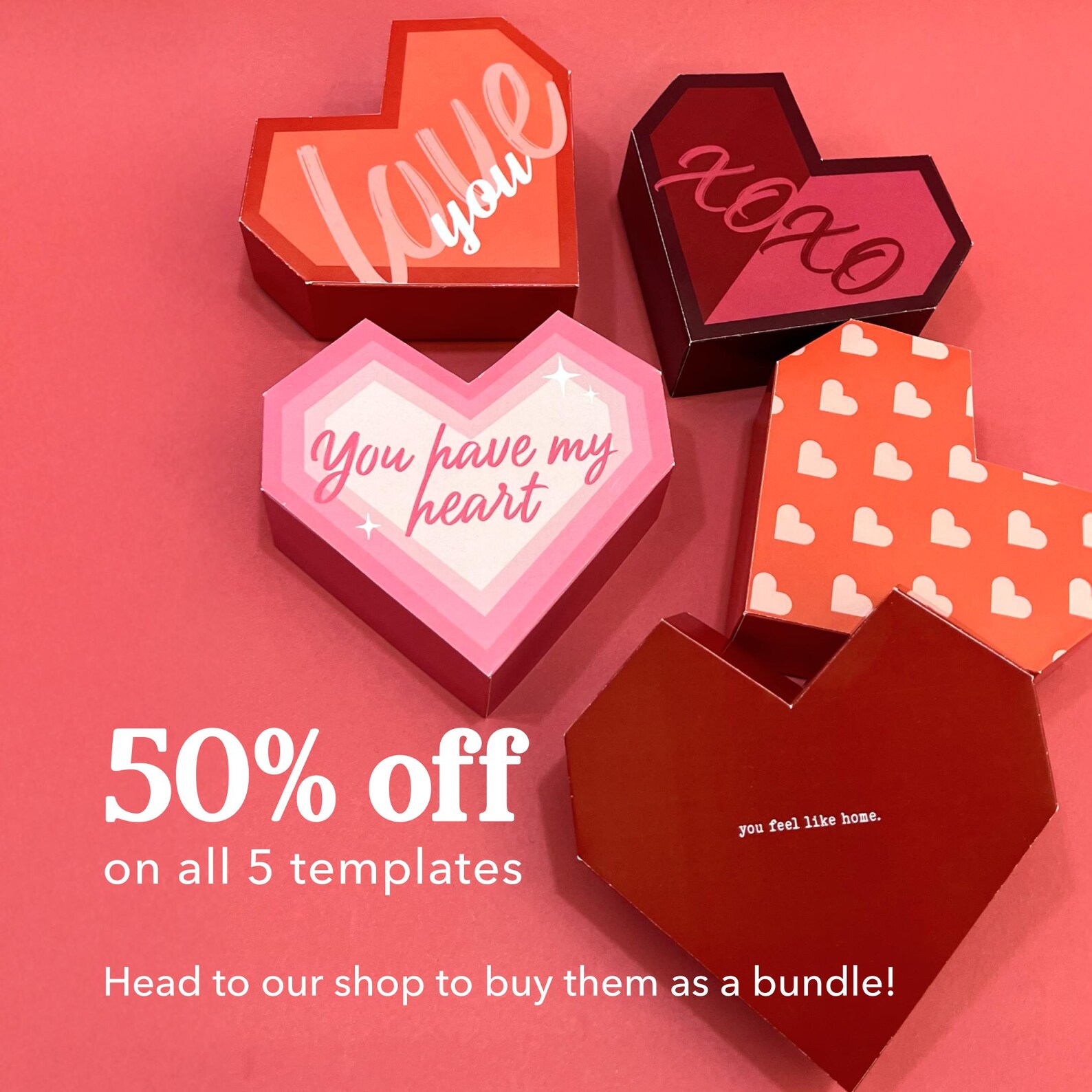DIY Valentine's Day: Printable PDF, Pink Heart Box Template, Perfect ...