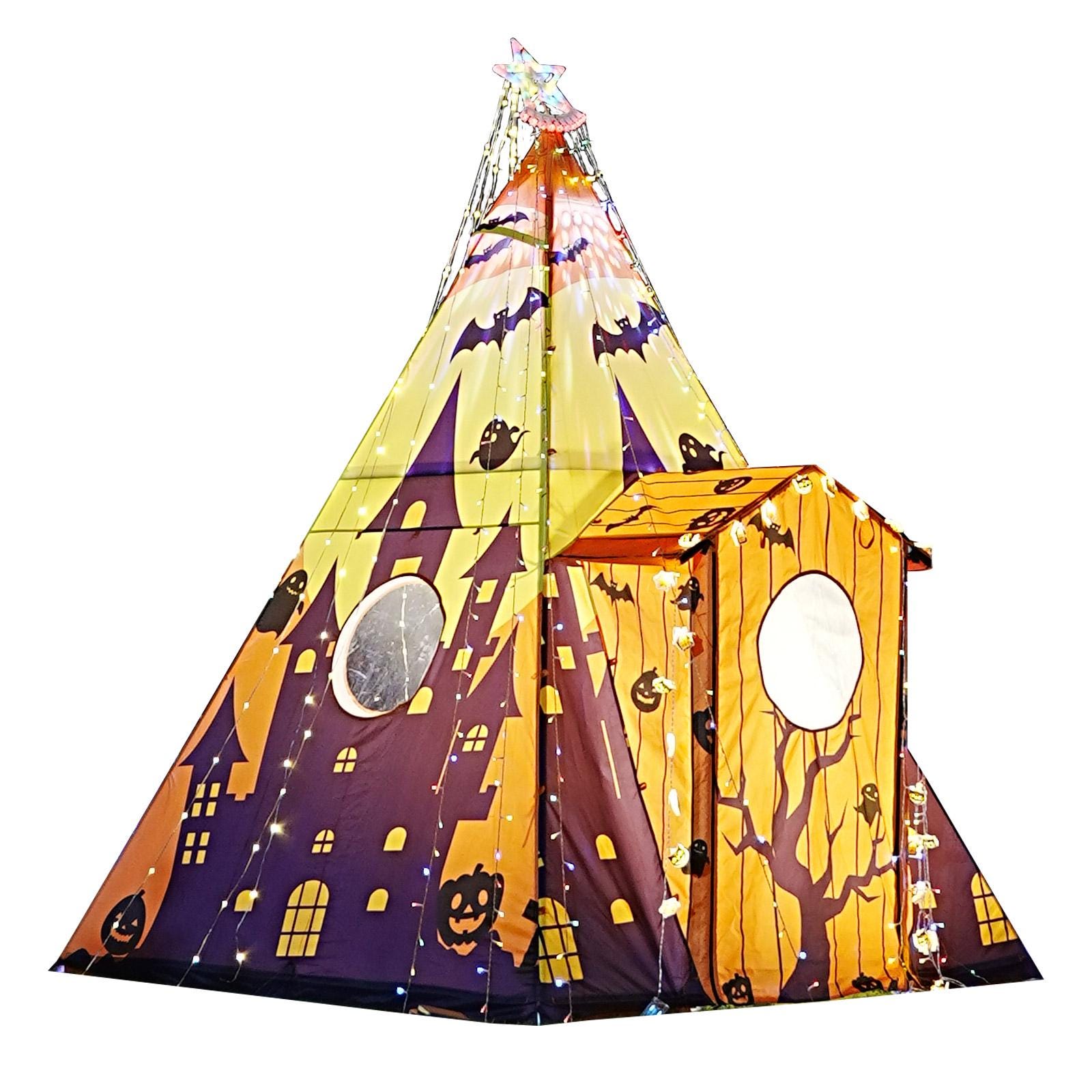 Halloween Teepee Tent for Kids in Orange With Bats and Pumpkins ...