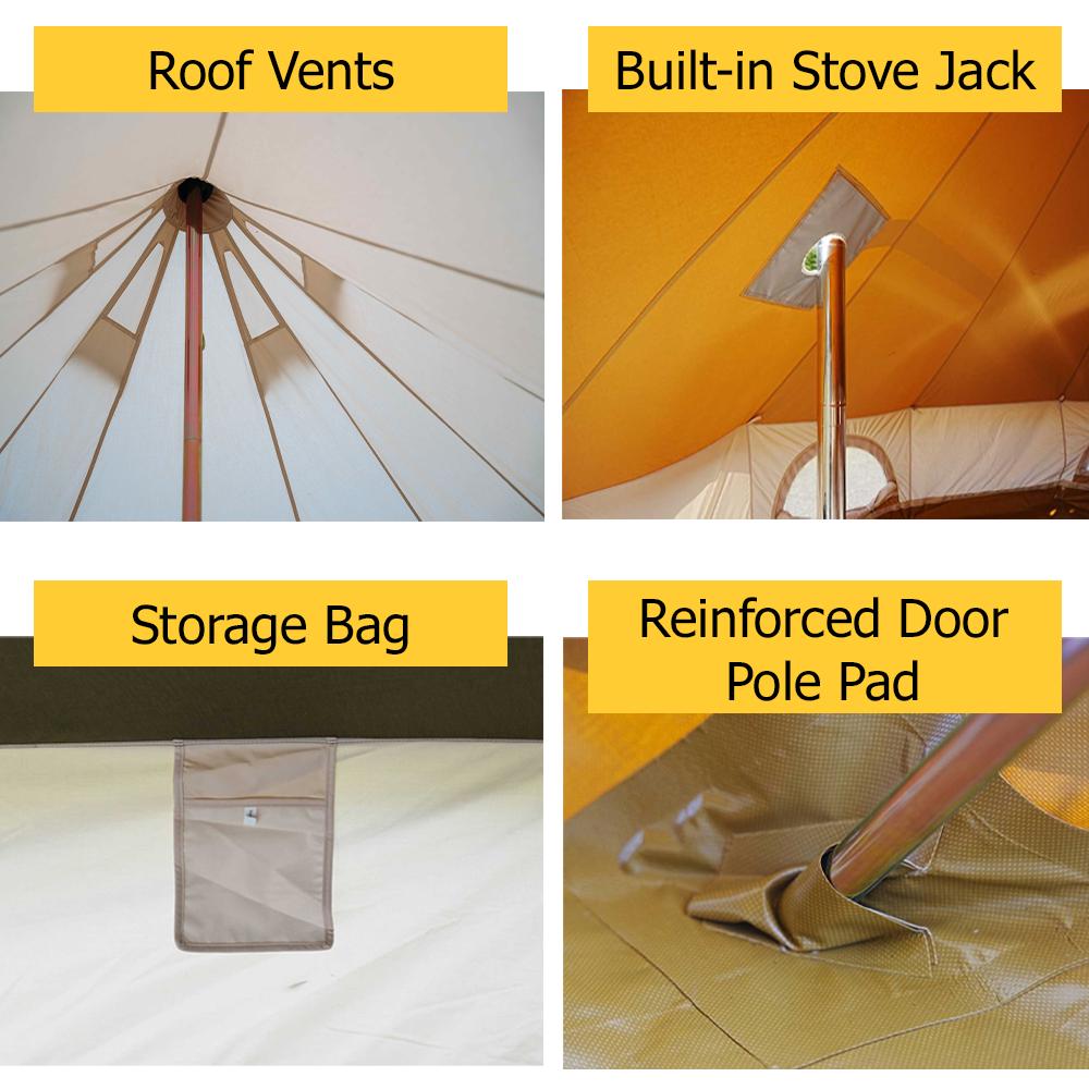 Earth Yellow Canvas Bell Tent Camping Tent All-weather Mildew Resistant ...
