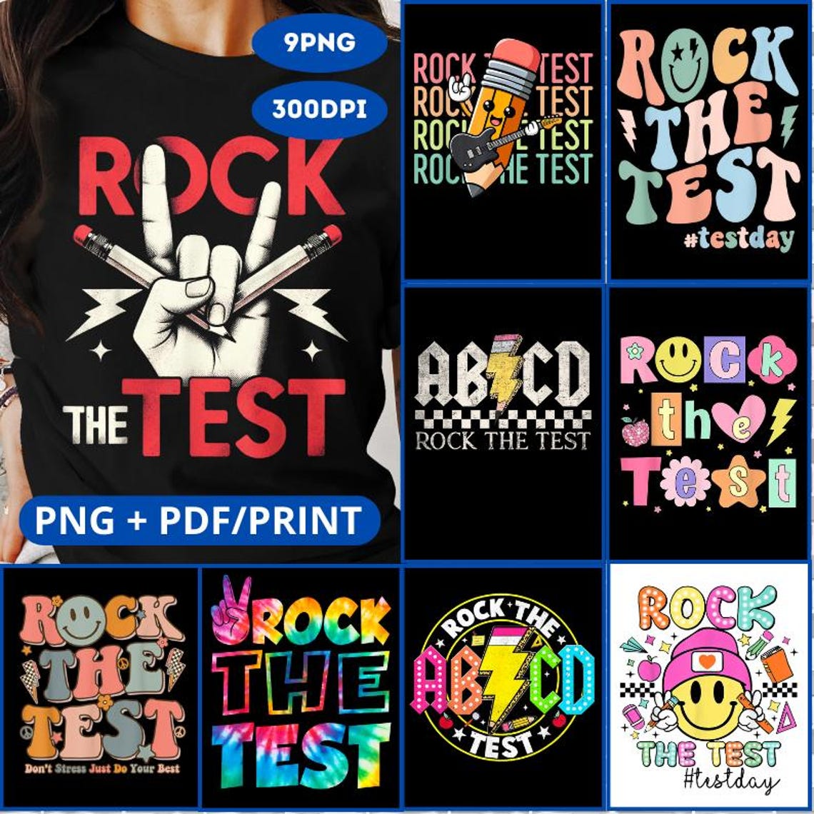 Gift 9 Design Rock the Test Png,test Day Teacher Rock,test Rock Music ...