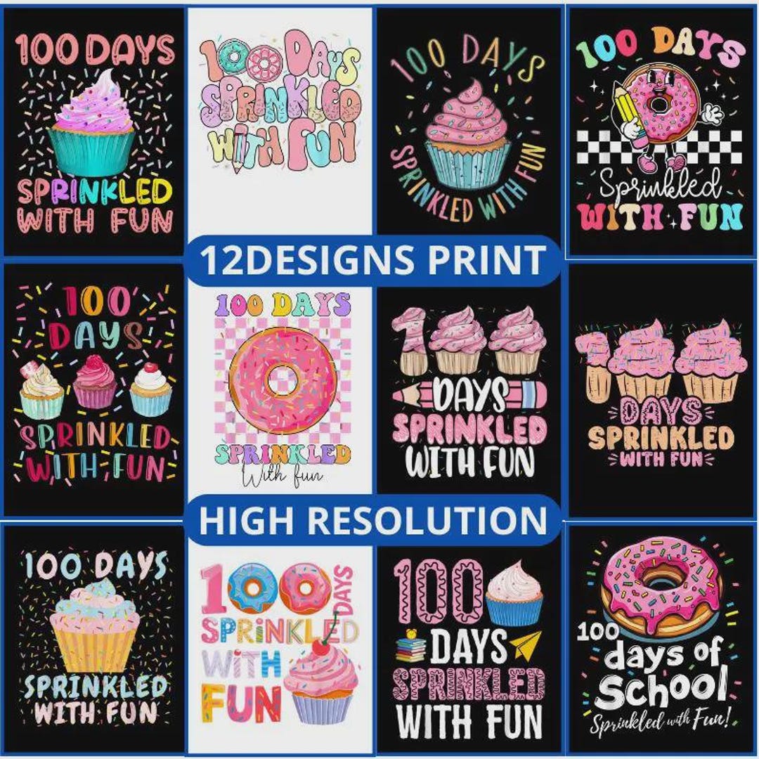 Gift 100 Days Sprinkled With Fun PNG Cupcake Happy 100th Day, Donuts ...