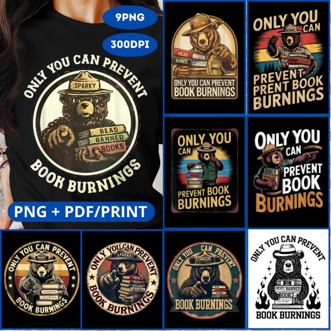 Gift 9 Design Only You Can Prevent Book Burnings Png,anti Book Banning ...