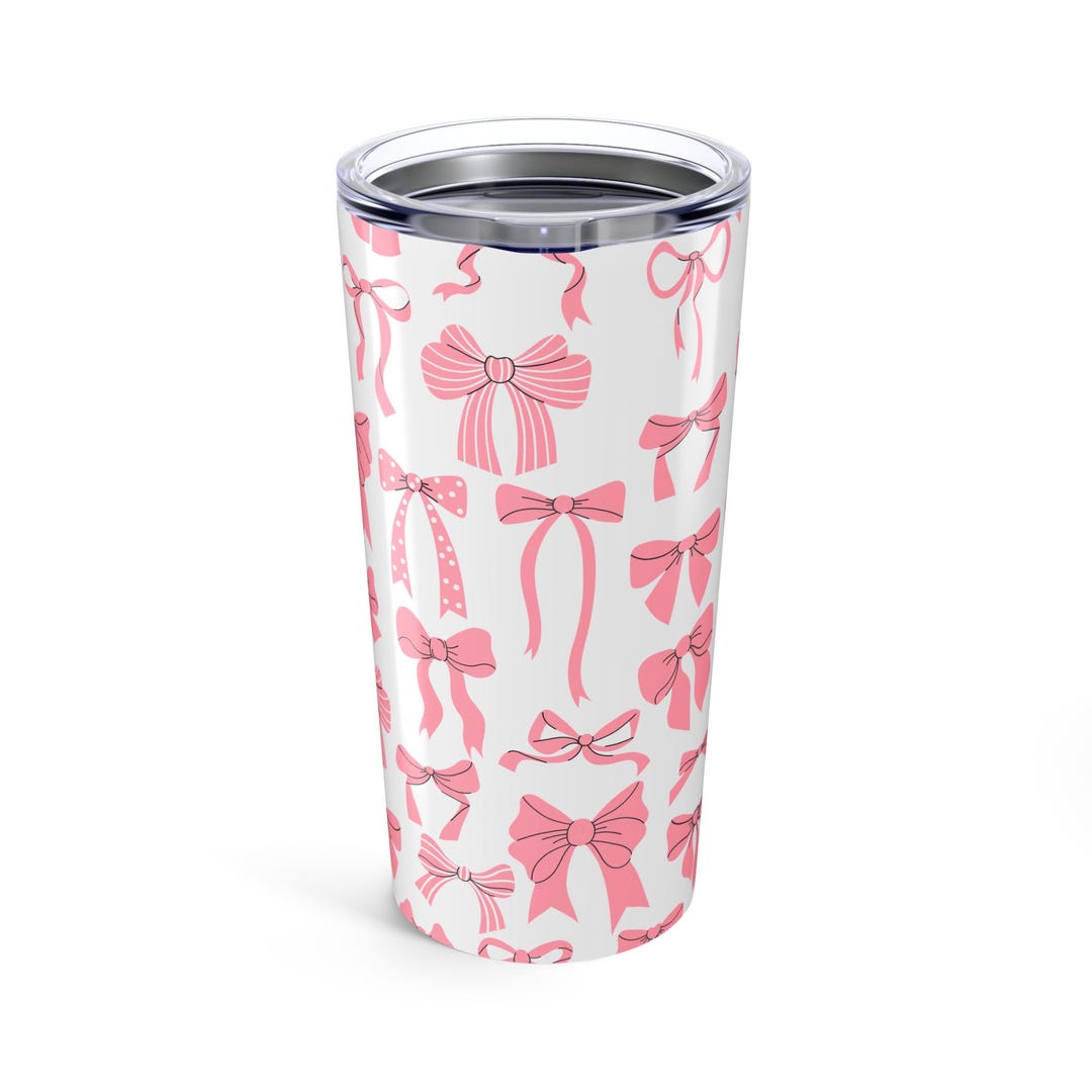 Pink Bow Tumbler 20oz Cup - Cute Coquette Bow Cup, Gift for Her, Girly ...