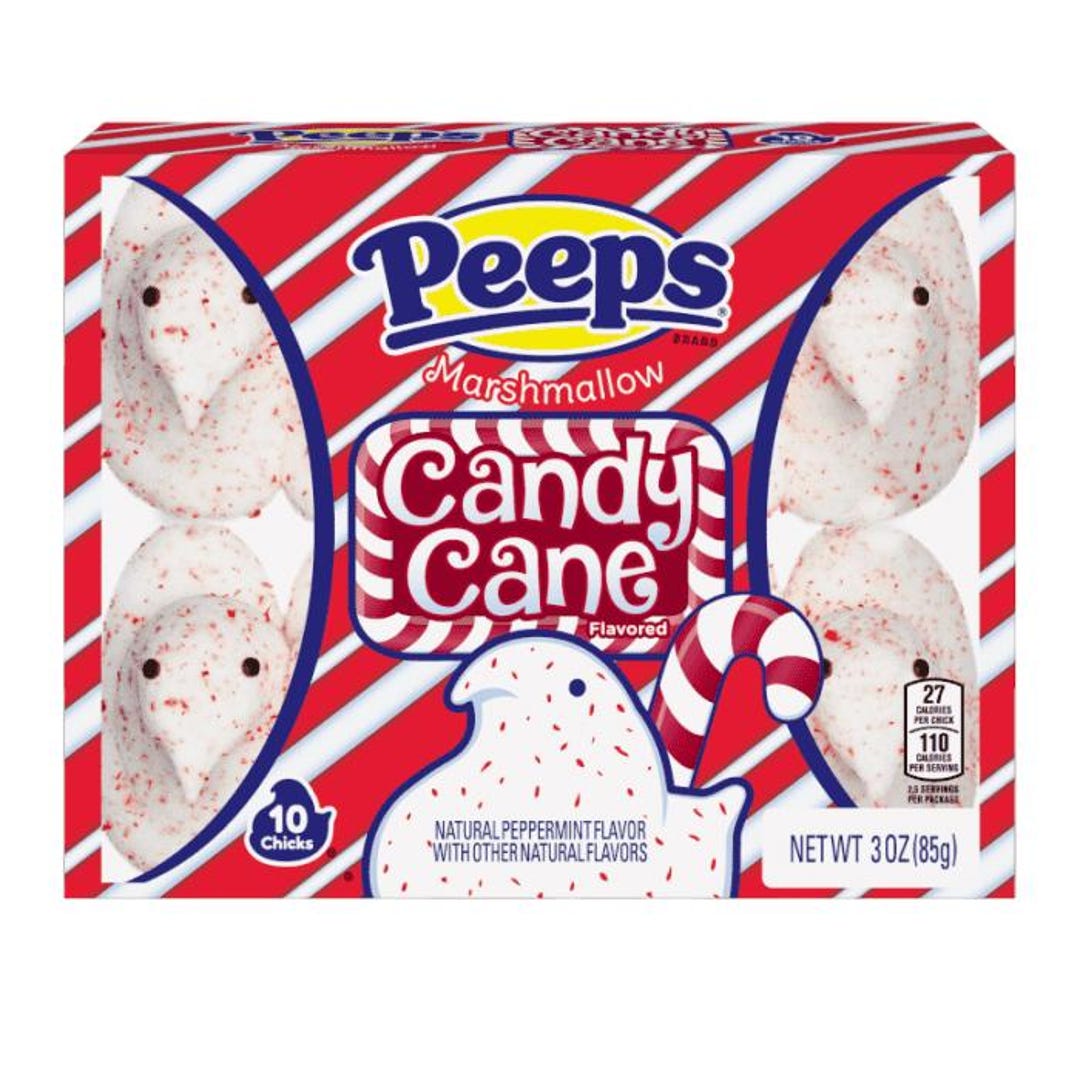 Peeps Candy Cane Marshmallow - 10 Pack 3oz (85g) USA Christmas Mallows ...