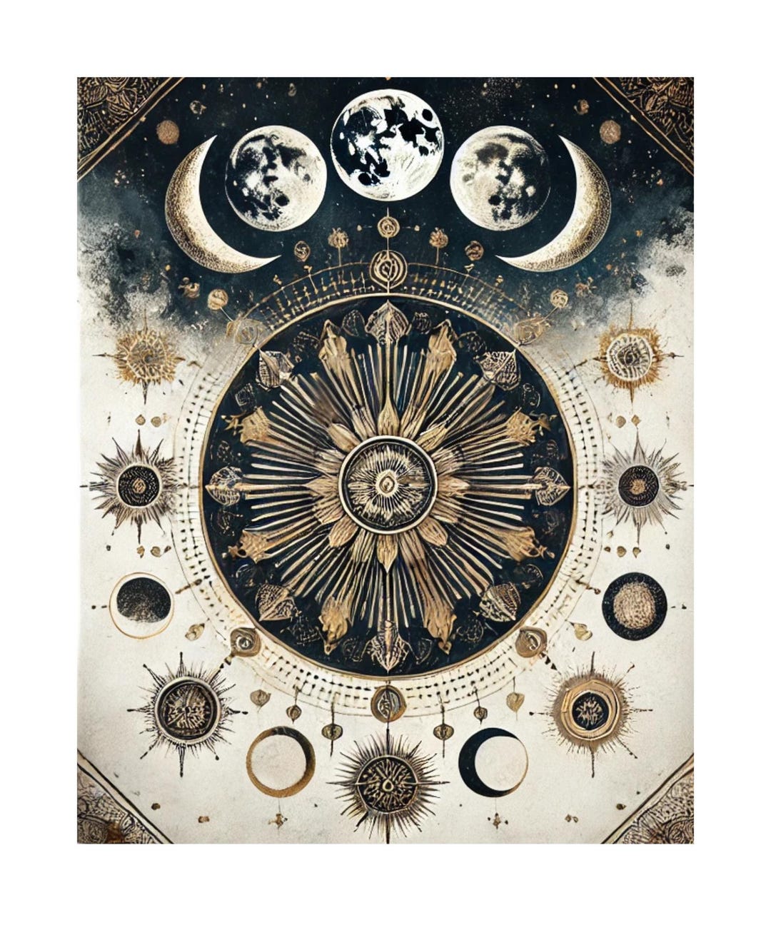 Celestial Wall Art – Moon Phases and Stars Print, Mystical Boho Home ...